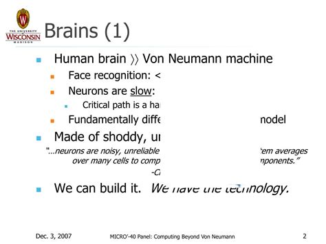 ppt let s build brains micro 2007 panel computing beyond von neumann powerpoint presentation