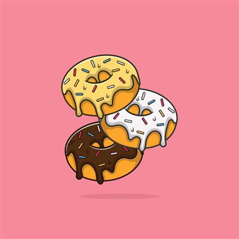 Donuts Vector Icon Illustration Vanilla Chocolate Donuts Food Icon