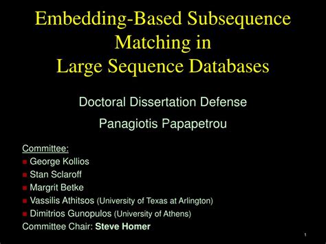 ppt embedding based subsequence matching in large sequence databases powerpoint presentation