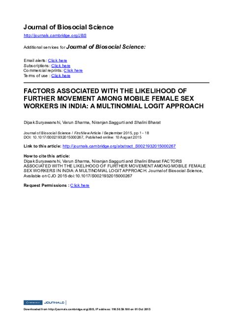 pdf factors associated with the likelihood of further movement among mobile female sex workers