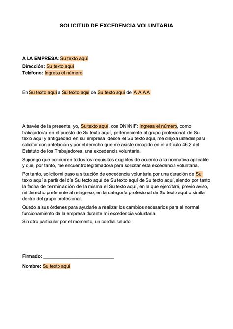 Modelo De Solicitud Excedencia Voluntaria Laboral 2023 Porn Sex Picture