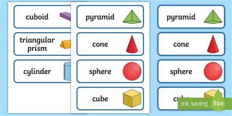 D Shape Names Word Cards Australian Curriculum Twinkl