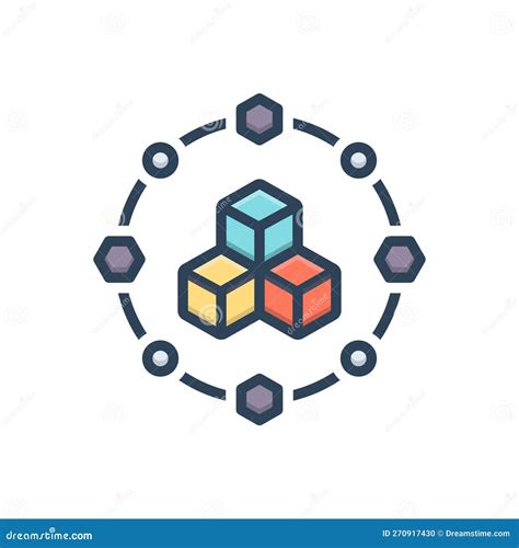 Color Illustration Icon For Modular Structure And Geometrical Stock