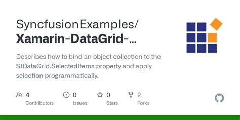 GitHub SyncfusionExamples Xamarin DataGrid SelectedItems Binding MVVM