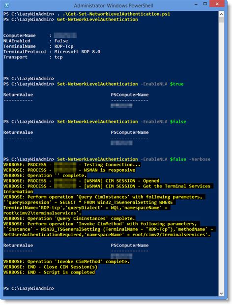 PowerShell Get Set The Network Level Authentication Remotely RDP