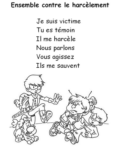 Coloriage Stop au harcèlement scolaire Comptine Ensemble contre le