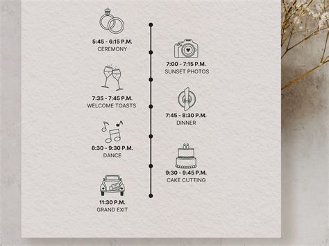 Editable Wedding Day Timeline Card Printable Wedding Day Etsy Canada