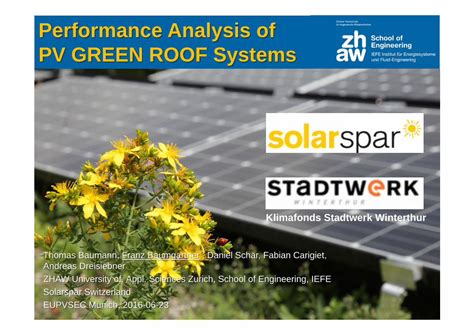PDF Performance Analysis Of PV GREEN ROOF Systems PDFSLIDE NET