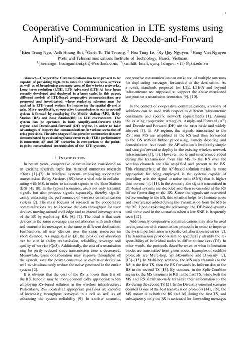 pdf cooperative communication in lte systems using amplify and forward and decode and forward