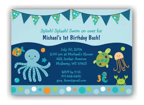 35 Invitaciones En Físico Y 1 Digital De Debajo Del Mar Envío gratis