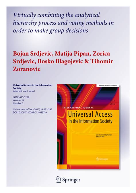 pdf virtually combining the analytical hierarchy process and voting methods in order to make