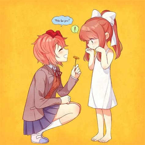 Monika And Sayori Doki Doki Literature Club Drawn By Nan Gokurou
