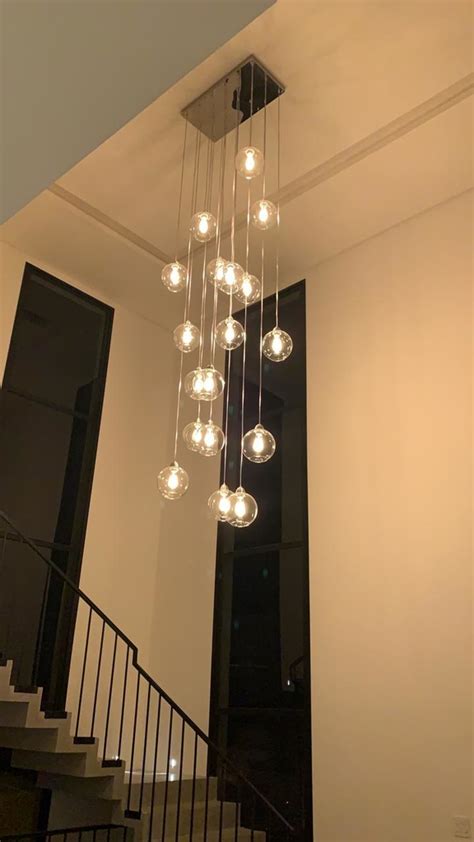 Lustre Pendente Sarvah Globos Transparente Para Casas P Direito