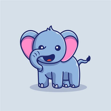 niedlicher elefant lächelnd cartoon vektor symbol illustration