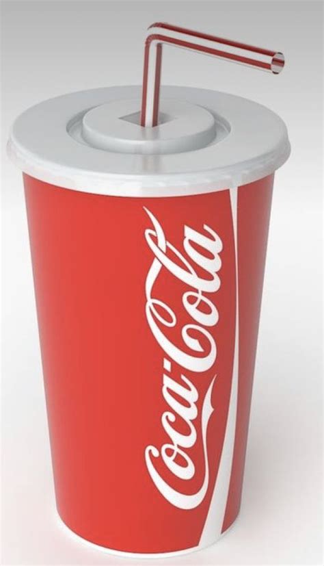 A Red And White Cup With A Straw Sticking Out Of It S Top On A White