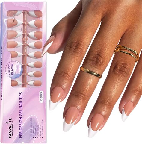 Canvalite Français Faux Ongles 300 Pièces Gel Capsule Ongle Pré colorés
