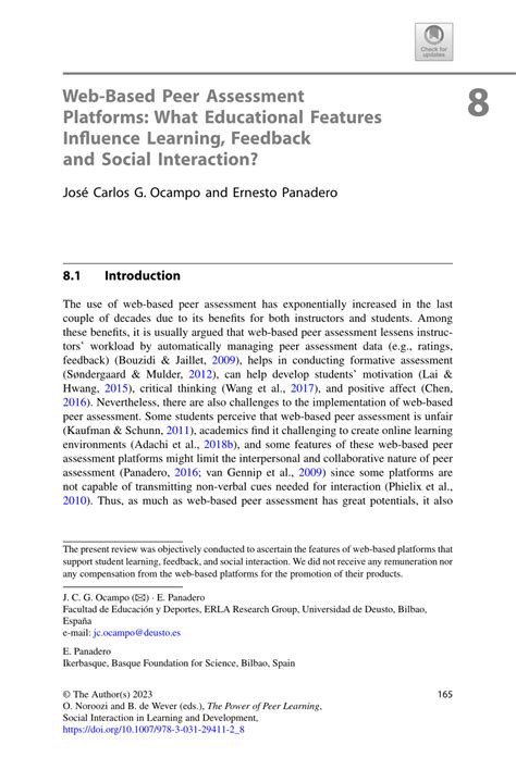 pdf web based peer assessment platforms what educational features influence learning