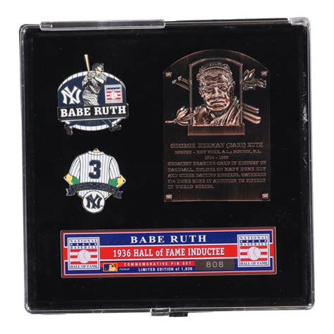 Babe Ruth LE Bronze HOF Plaque Commemorative Pin Set 808 1 936