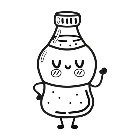 Linda Botella Divertida Bebida Fr A Soda Ilustraci N Para Colorear