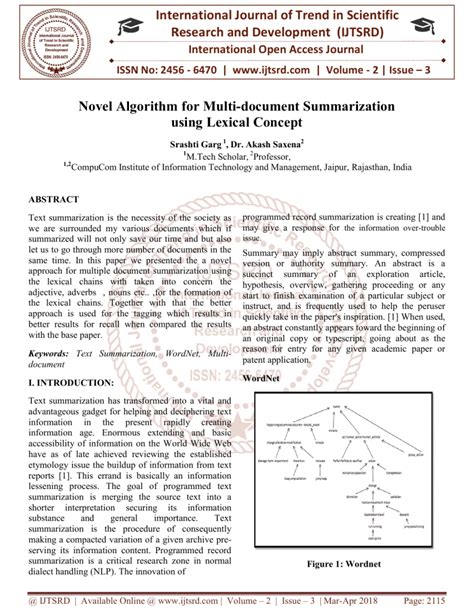 novel algorithm for multi document summarization using lexical concept