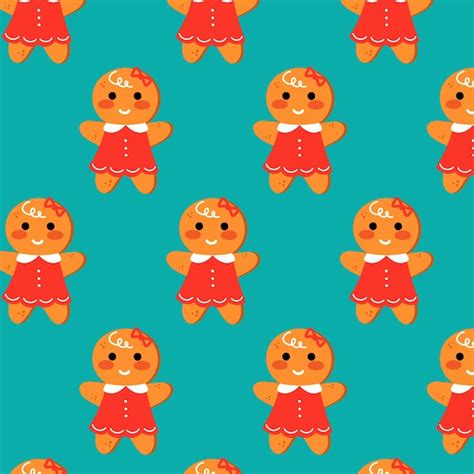 Premium Vector Pattern Gingerbread Man With Icing