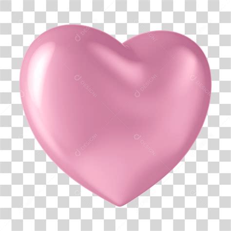 Elemento 3D Coração Rosa PNG Transparente Sem Fundo download Designi
