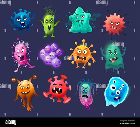 A Collection Of Strange Virus Germ And Bacteria Character Monster