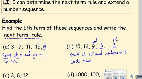 sequences lesson 1 next term and rules youtube