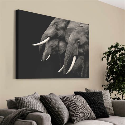 Quadro Decorativo Elefantes Em Tela Canvas Parcelado S Juros TaColado