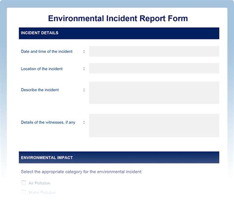 Environment Incident Report Template Free Word PDF And Excel