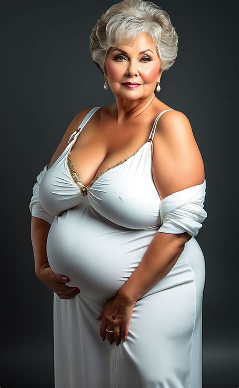 Full Length Photo Of Fat Overweight Year Old Granny Eleg By