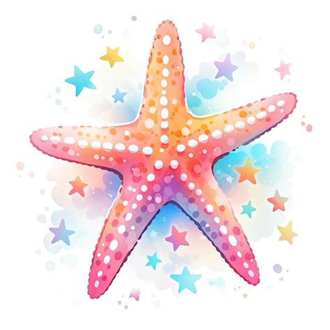 Ilustração de estrela do mar em aquarela ai generativexa Foto Premium