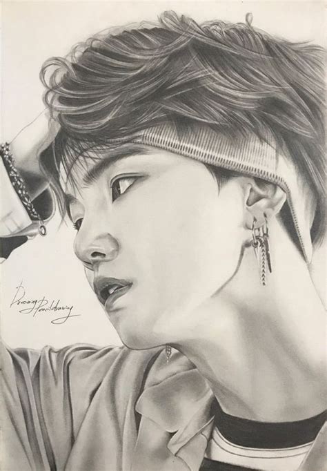Suga Yoongi Bts Bts Drawings Kpop Drawings Portrait Drawing