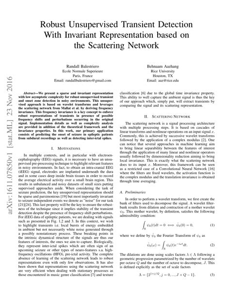 pdf robust unsupervised transient detection with invariant representation based on the