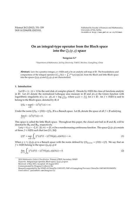 pdf on an integral type operator from the bloch space into the qk p q space