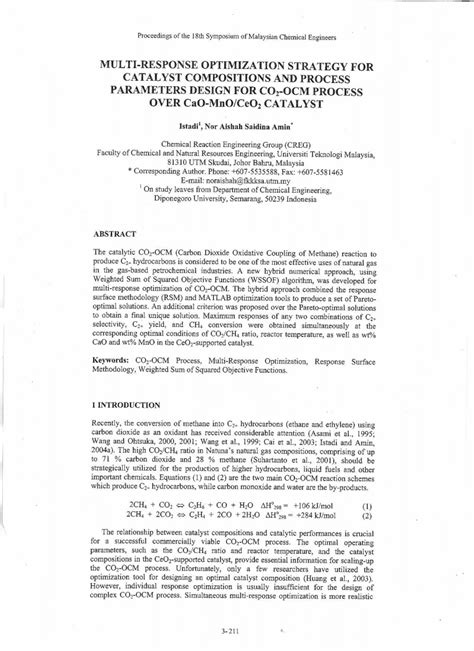 pdf multi response optimization strategy for catalyst compositions and process parameters