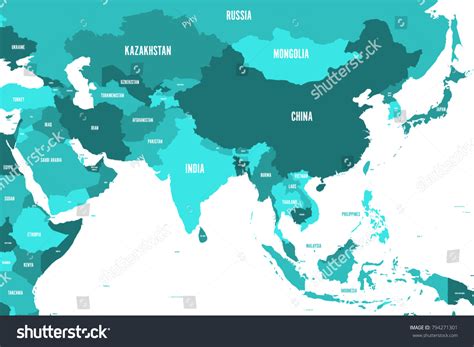 Political Map Western Southern Eastern Asia เวกเตอรสตอก ปลอดคา