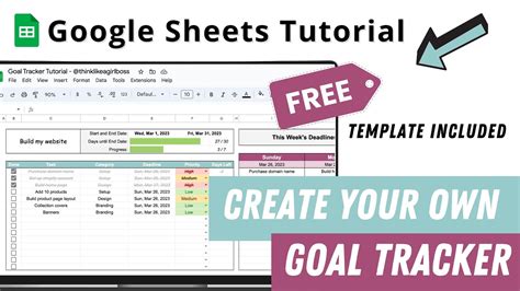 Goal Tracker Google Sheets Tutorial FREE TEMPLATE YouTube