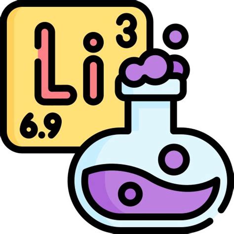 A Purple And Yellow Flask Filled With Liquid Next To A Sign That Says Lio