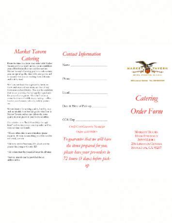 Professional Catering Event Order Form Template Excel Example