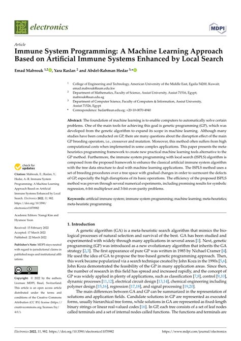 pdf immune system programming a machine learning approachbased on artificial immune systems