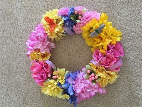 My Very First DIY Dollar Tree Spring Wreath Very Fun Dollar Tree