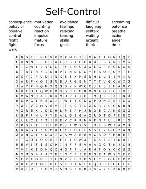 Self Control Word Search Wordmint