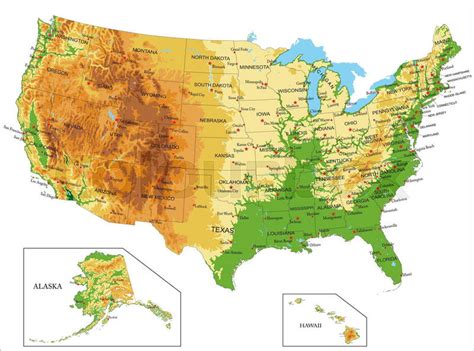 Physical Features Map Of Usa United States Map