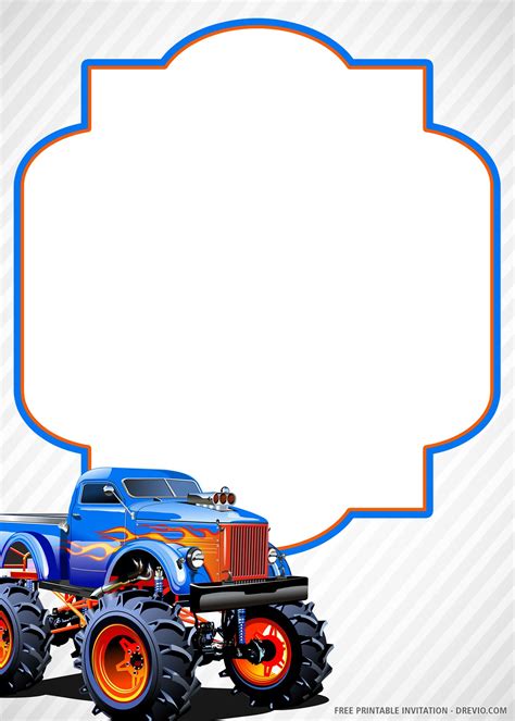 Free Printable Monster Truck Invitation Templates DREVIO