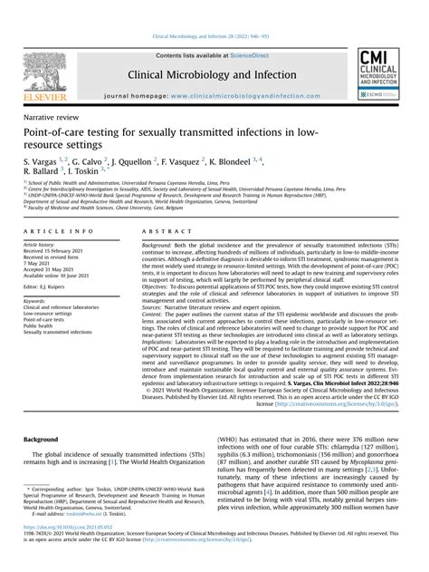pdf point of care testing for sexually transmitted infections in low resource settings