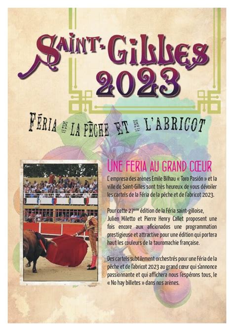 SAINT GILLES Présentation officielle des cartels de la Feria de la