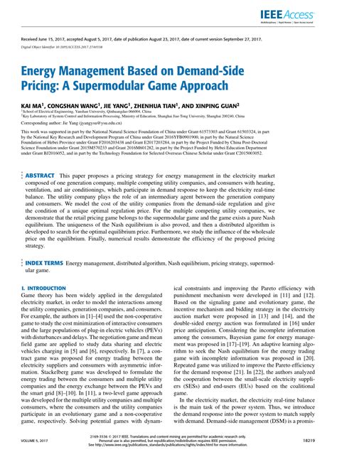 pdf energy management based on demand side pricing a supermodular game approach