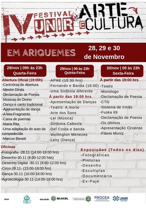 Campus de Ariquemes publica programação do IV Festival UNIR Arte e