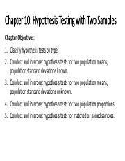 Chapter Hypothesis Testing Two Samples Slides Pdf Chapter